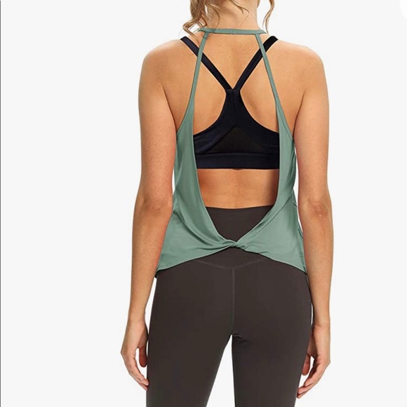 Tops | Open Back Yoga Workout Tank Top | Poshmark